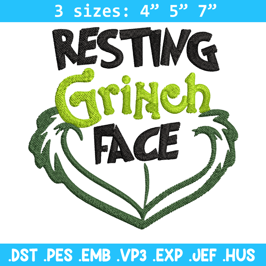 Resting Grinch Face Embroidery design, Grinch christmas Embr | Inspire ...