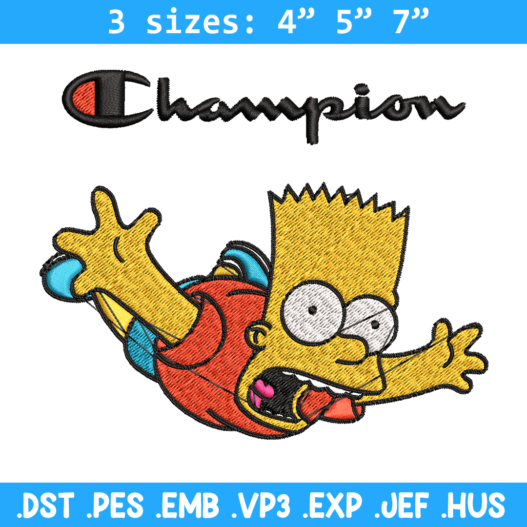 Bart Simpson Champion Embroidery design, Simpson Embroidery, | Inspire ...