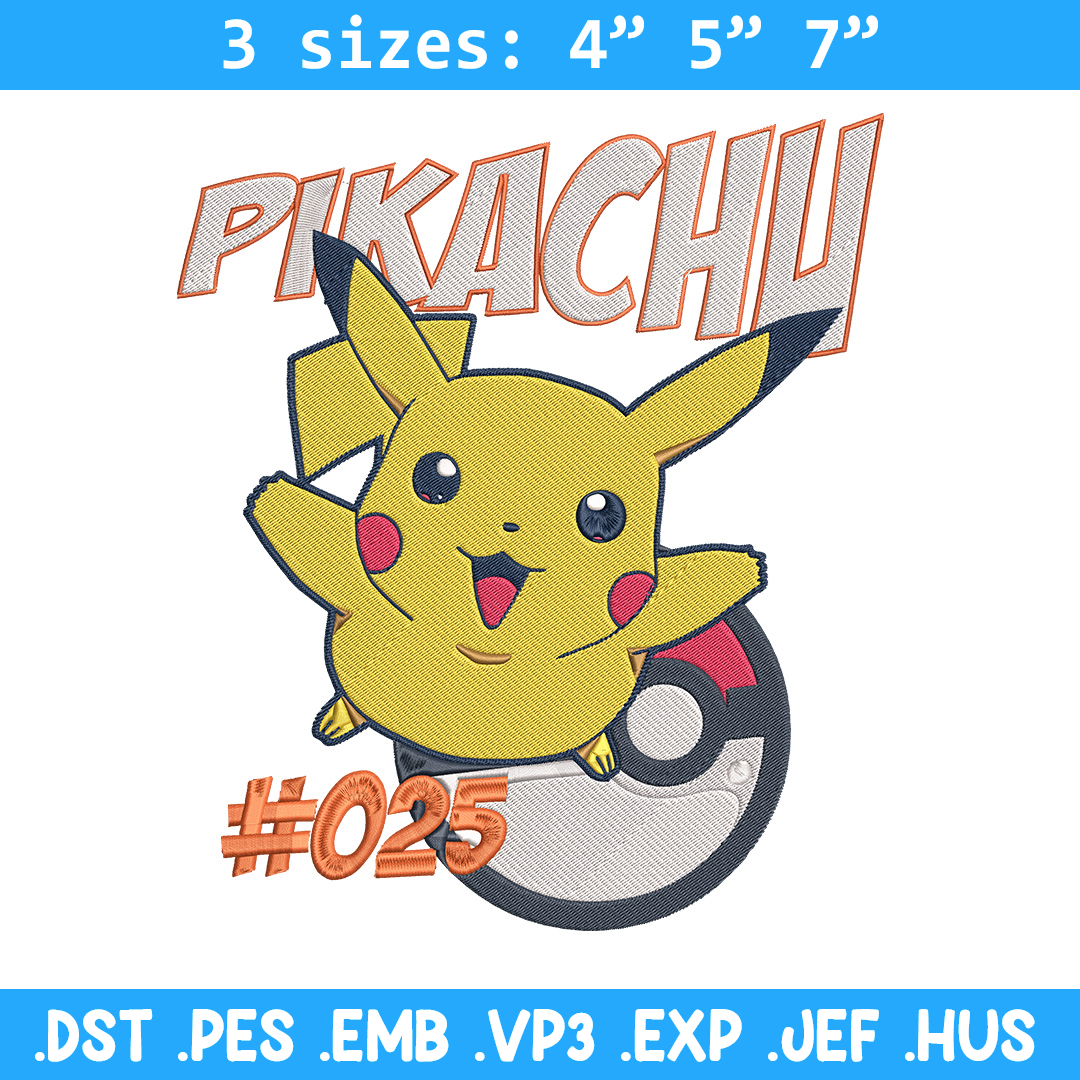 Pikachu cute Embroidery Design, Pokemon Embroidery, Embroide - Inspire ...