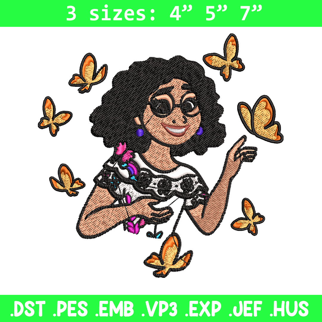 Girl with butterfly cartoon Embroidery design, Cartoon Embro | Inspire ...