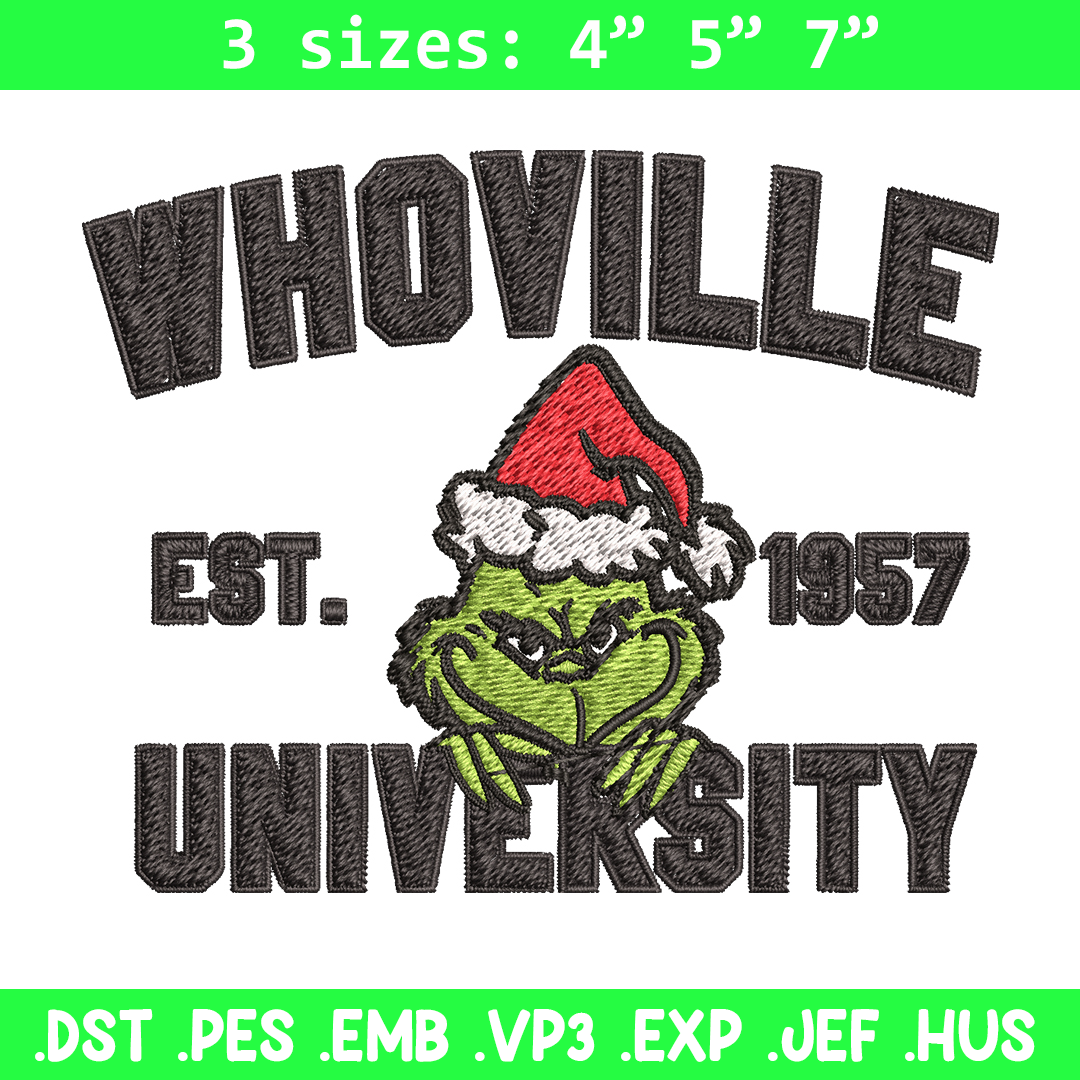 Grinch Whoville University Christmas Embroidery design, Grin - Inspire ...