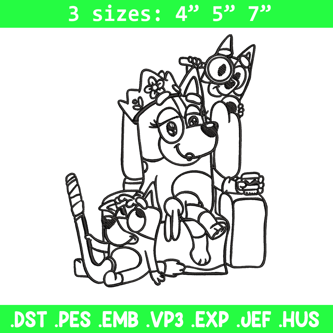 Mum bluey bingo Coloring Pages Embroidery, Bluey Embroidery, - Inspire ...