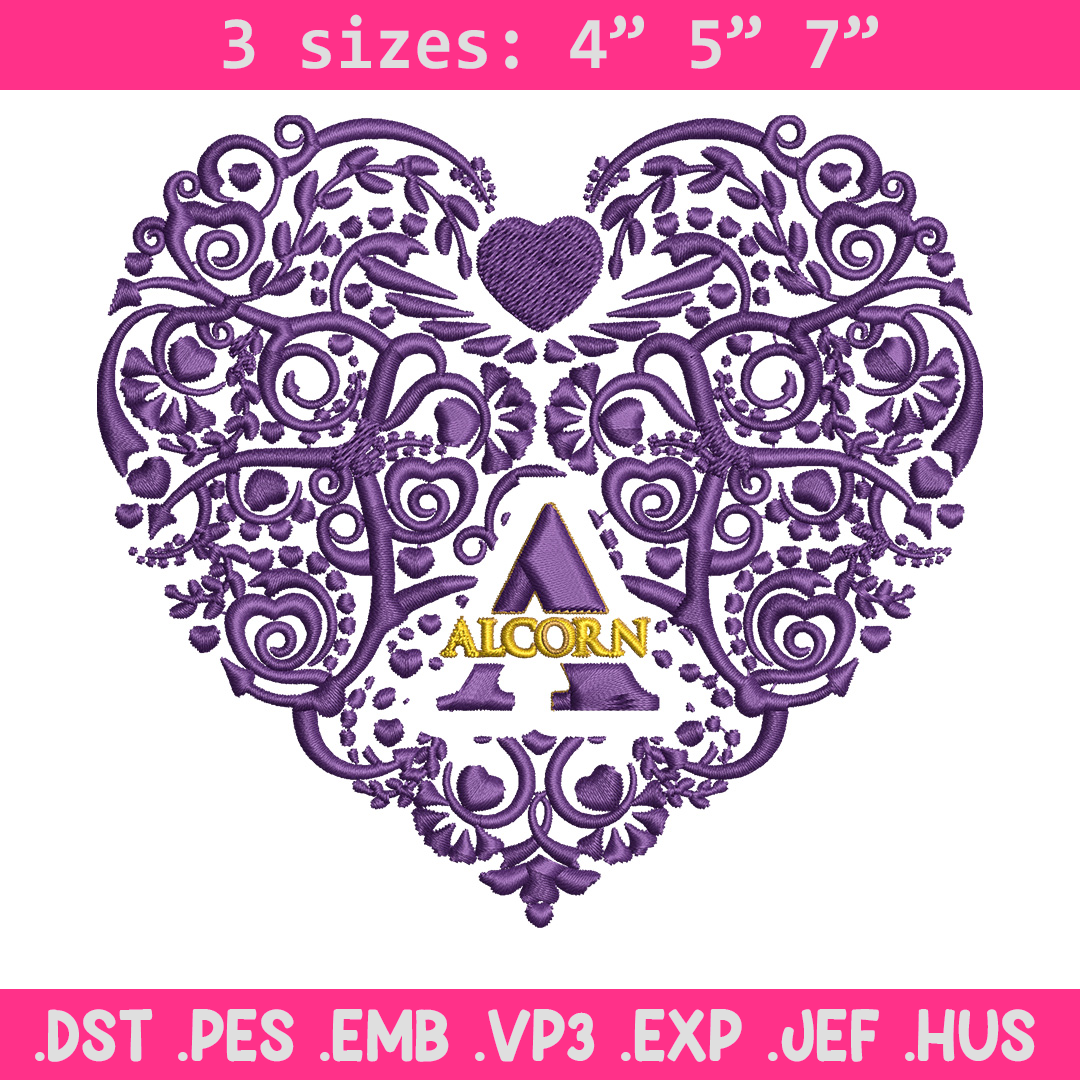 Alcorn State heart embroidery design, Sport embroidery, logo | Inspire ...