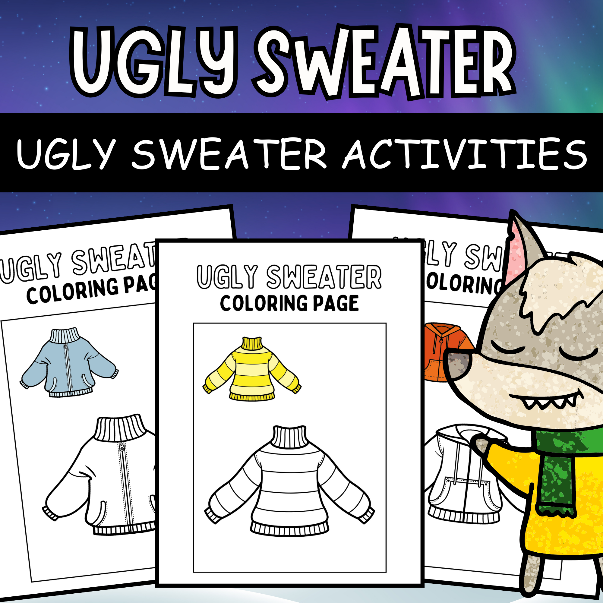 Winter coloring pages - Ugly christmas sweater coloring shee | Inspire ...
