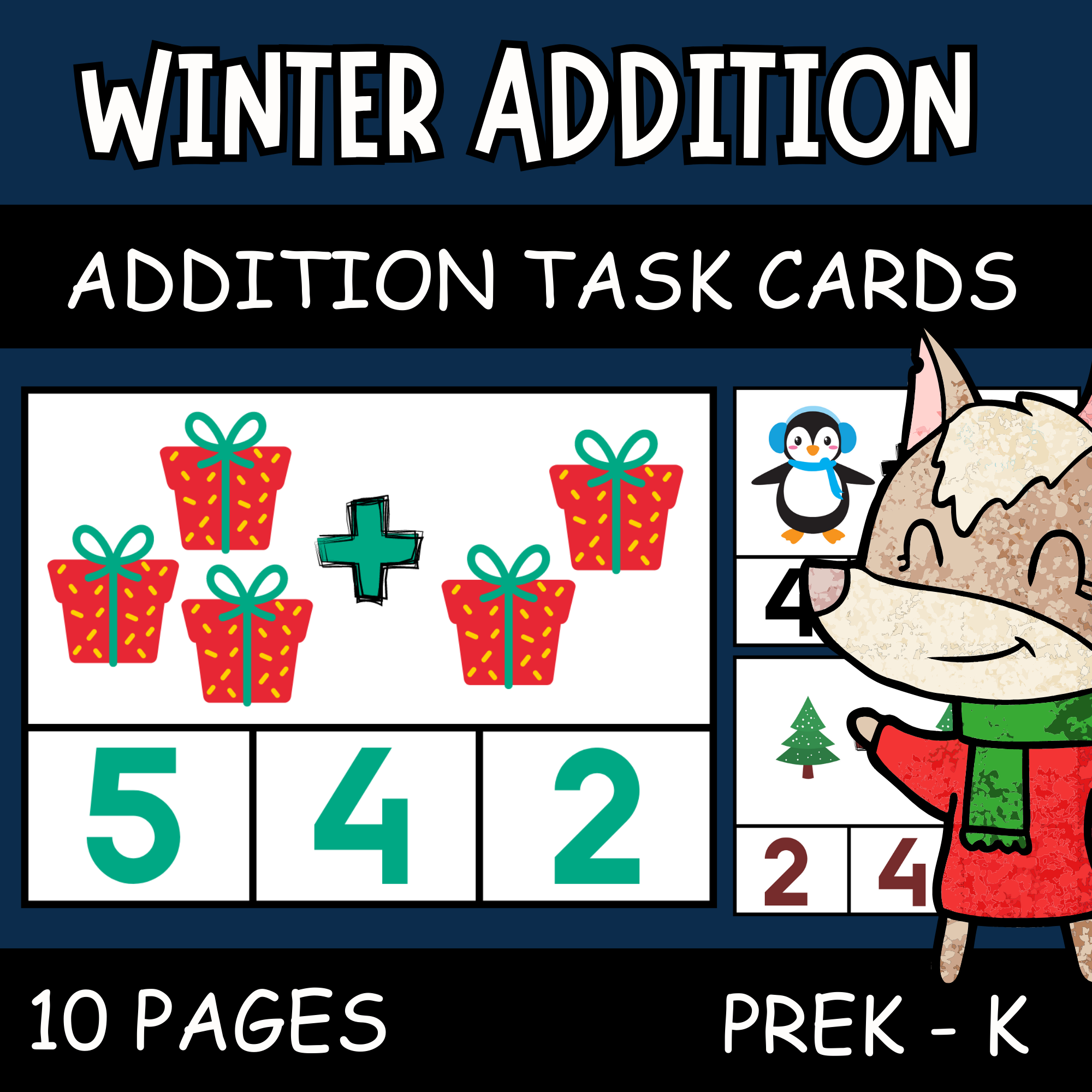 Winter printable addition task cards 1-10 | Preschool Christ | Inspire ...