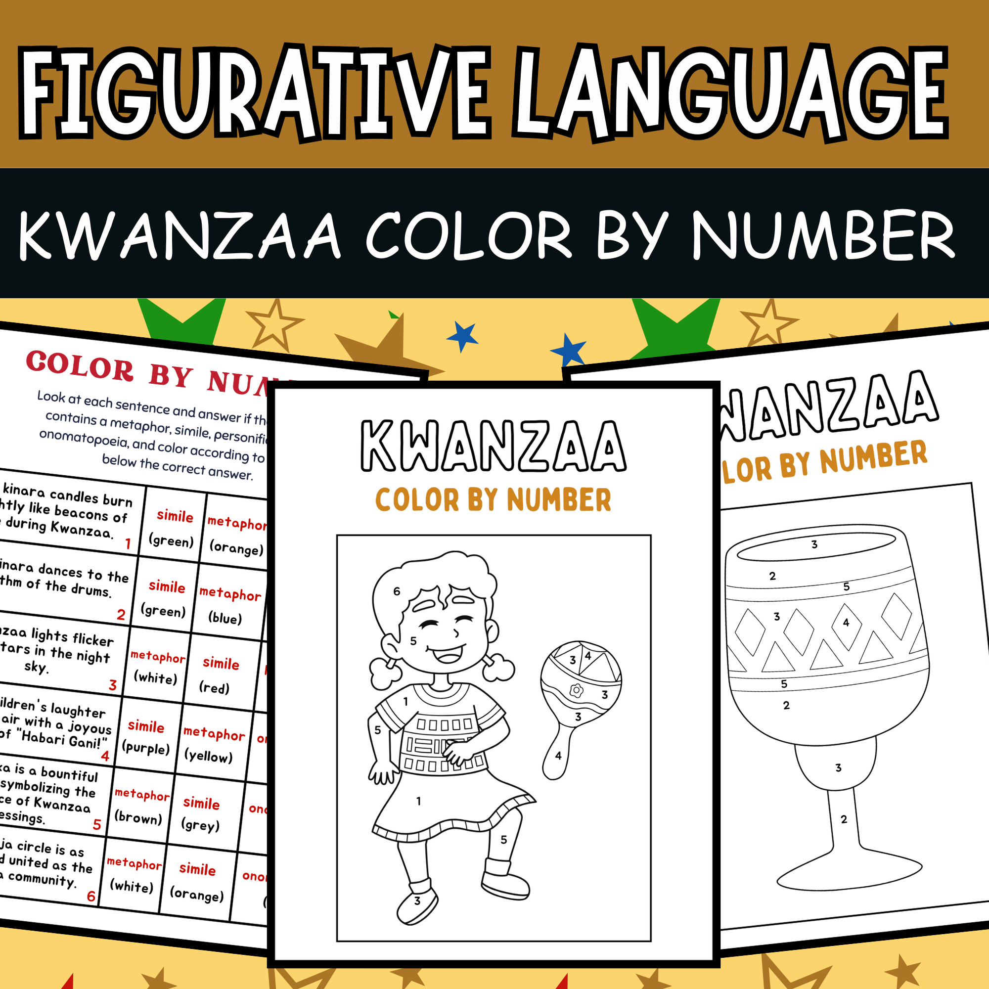 Figurative Language Kwanzaa Color by Number - December Color | Inspire ...