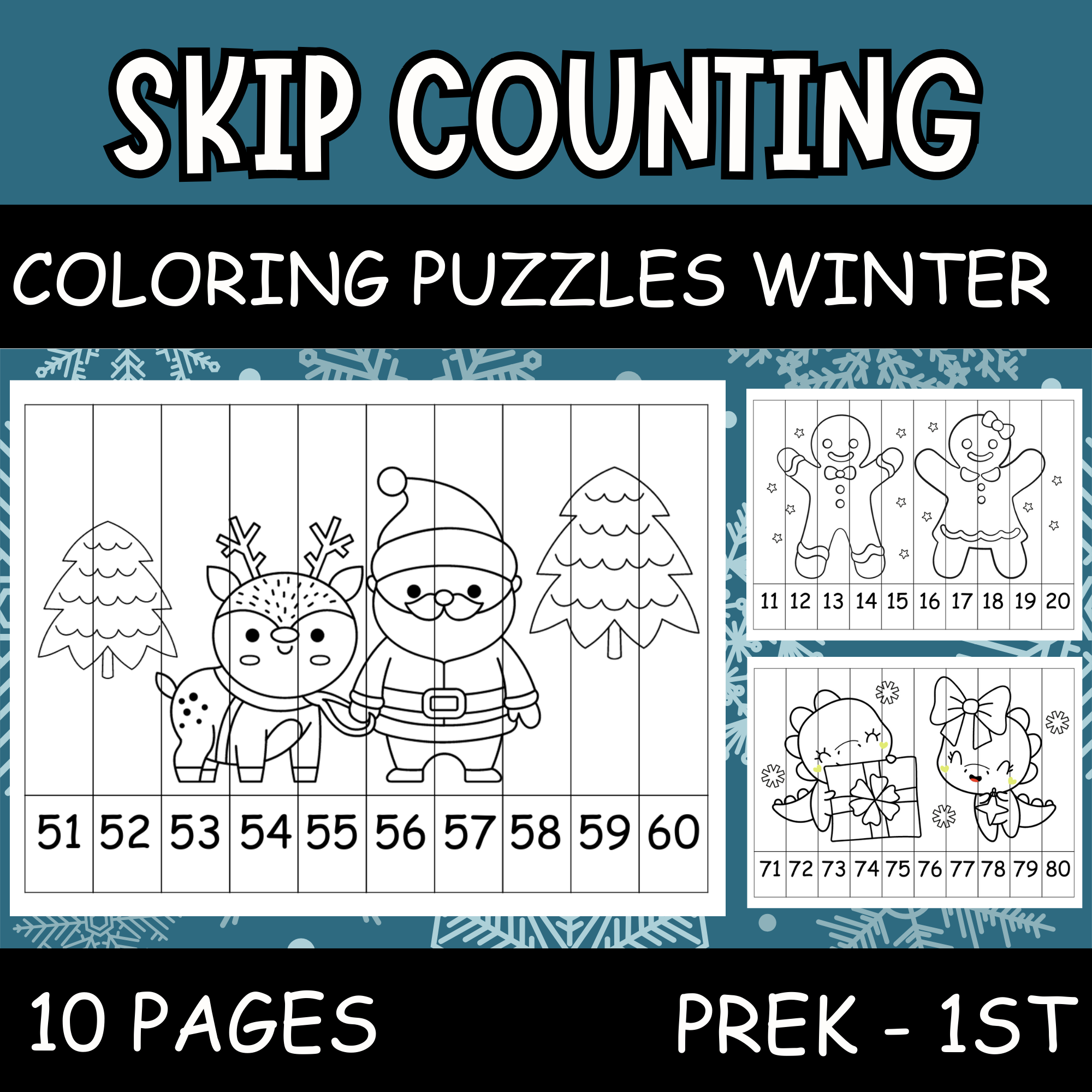 Christmas Math - Skip Counting Coloring Puzzles - Winter num | Inspire ...