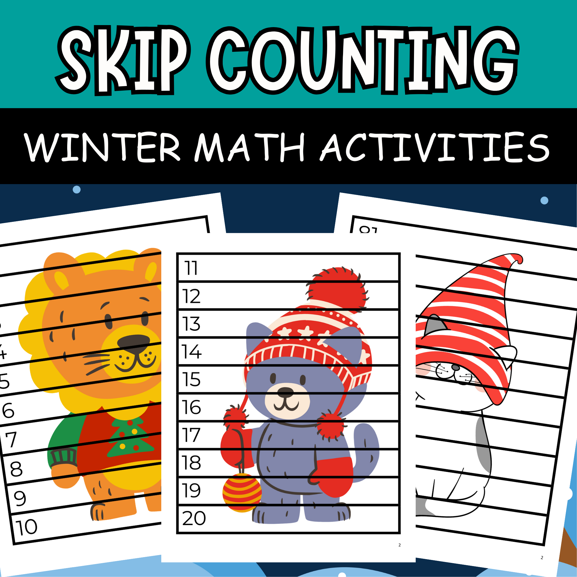Winter Animals Math, Ordering Numbers Puzzles - Skip Countin | Inspire ...
