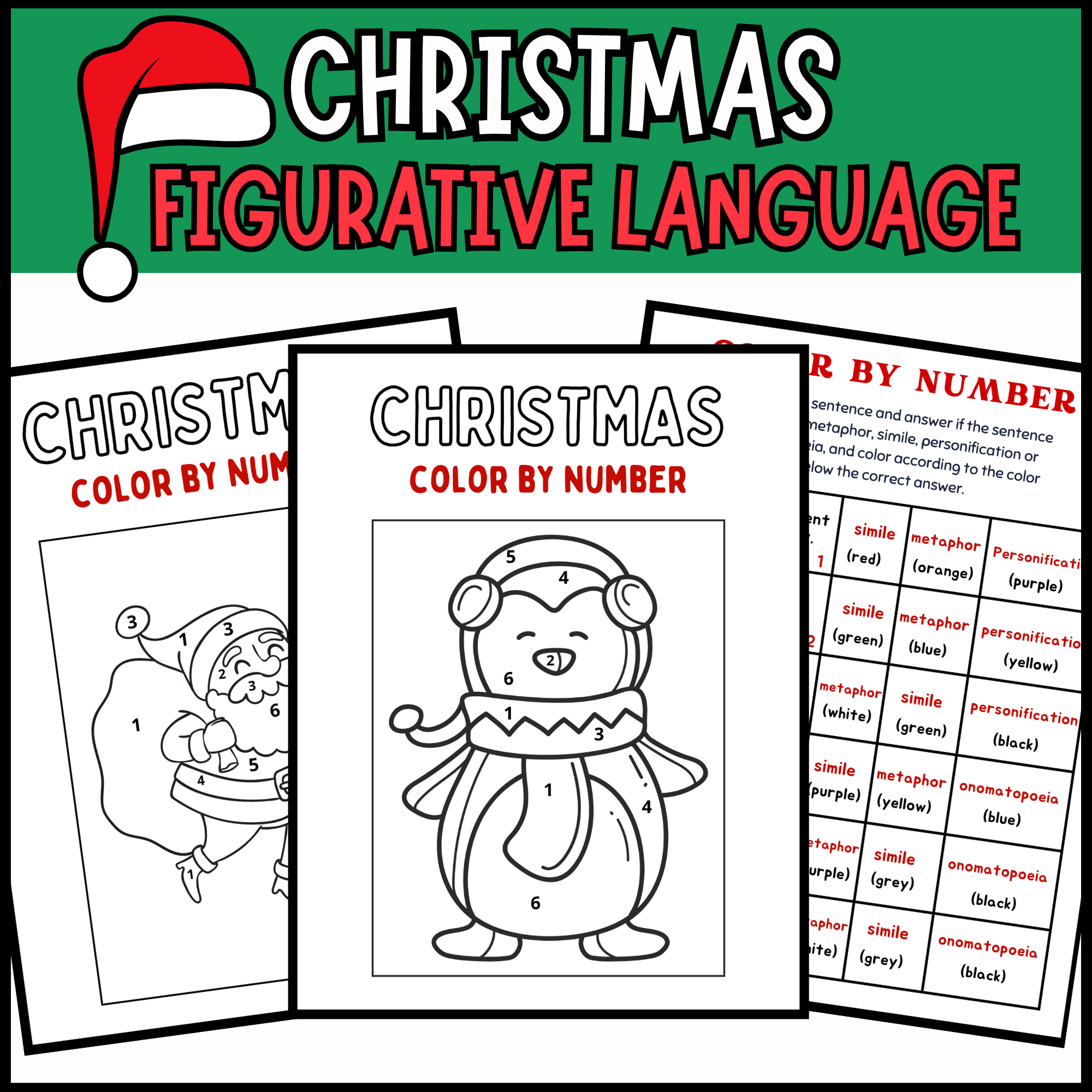 Figurative Language Christmas Color by Number | Winter color - Inspire ...