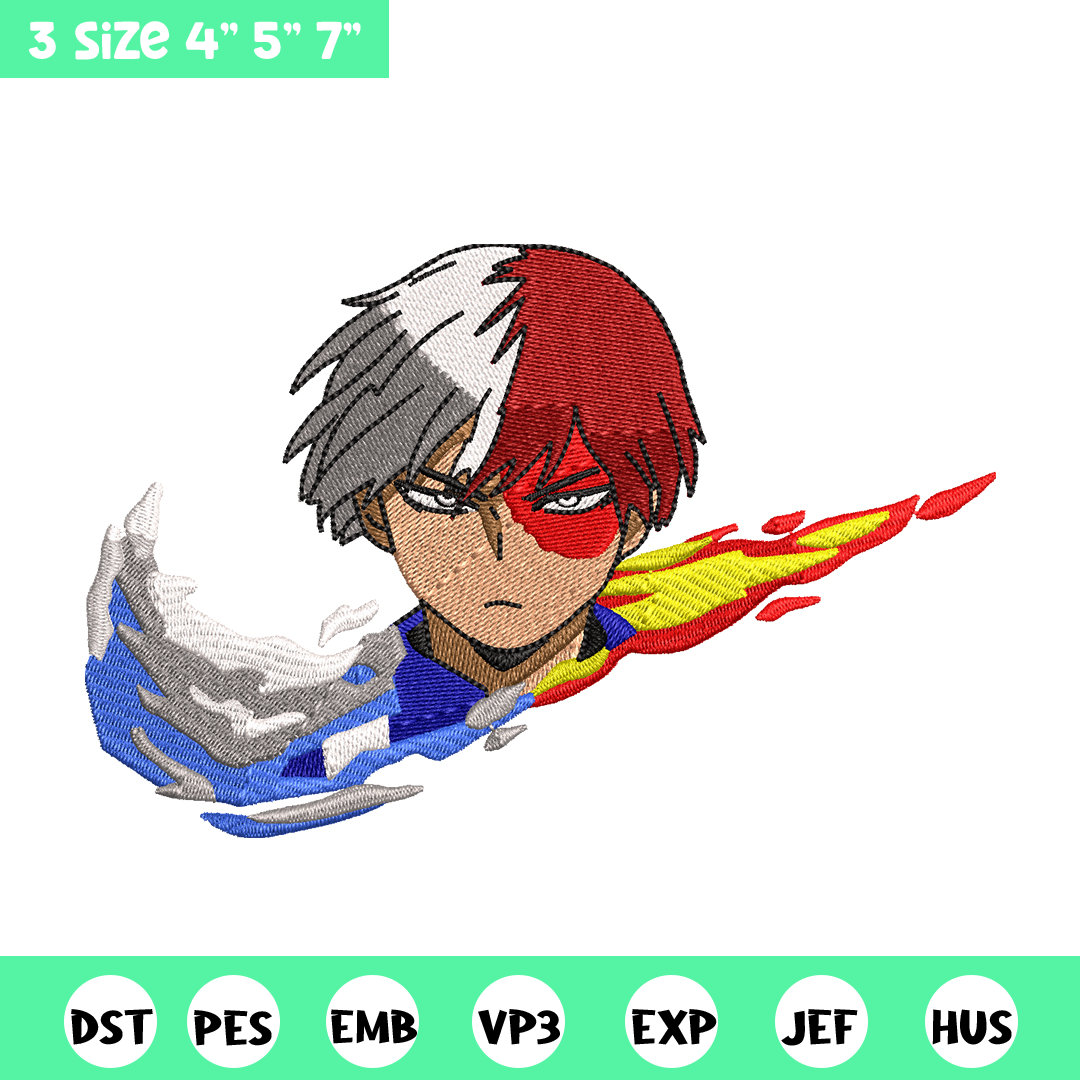 Todoroki Nike embroidery design, My hero academia embroidery | Inspire ...