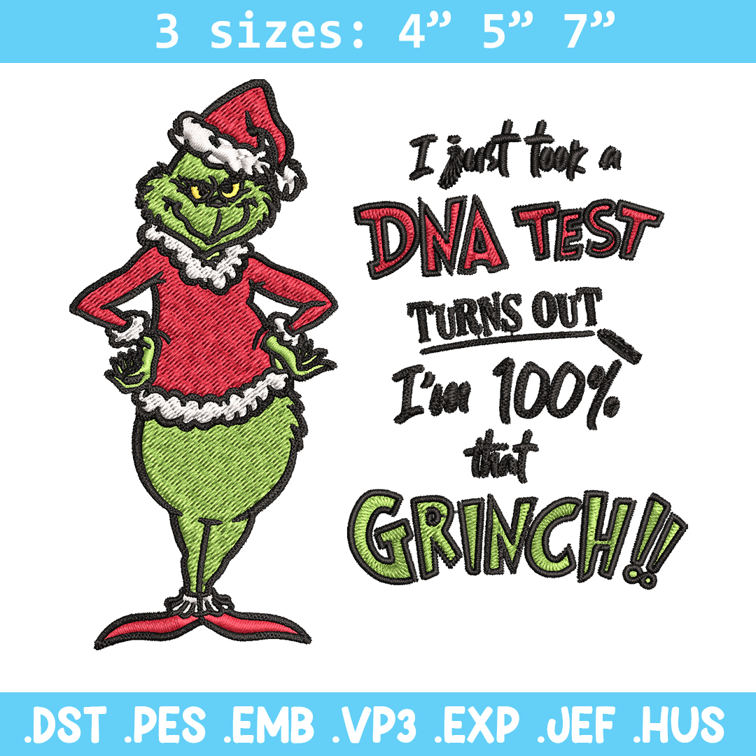 I Just Took A DNA Test Grinch Embroidery design, Grinch chri | Inspire ...