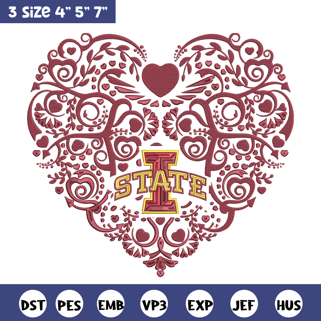 Iowa State Cyclones heart embroidery design, Sport embroider | Inspire ...