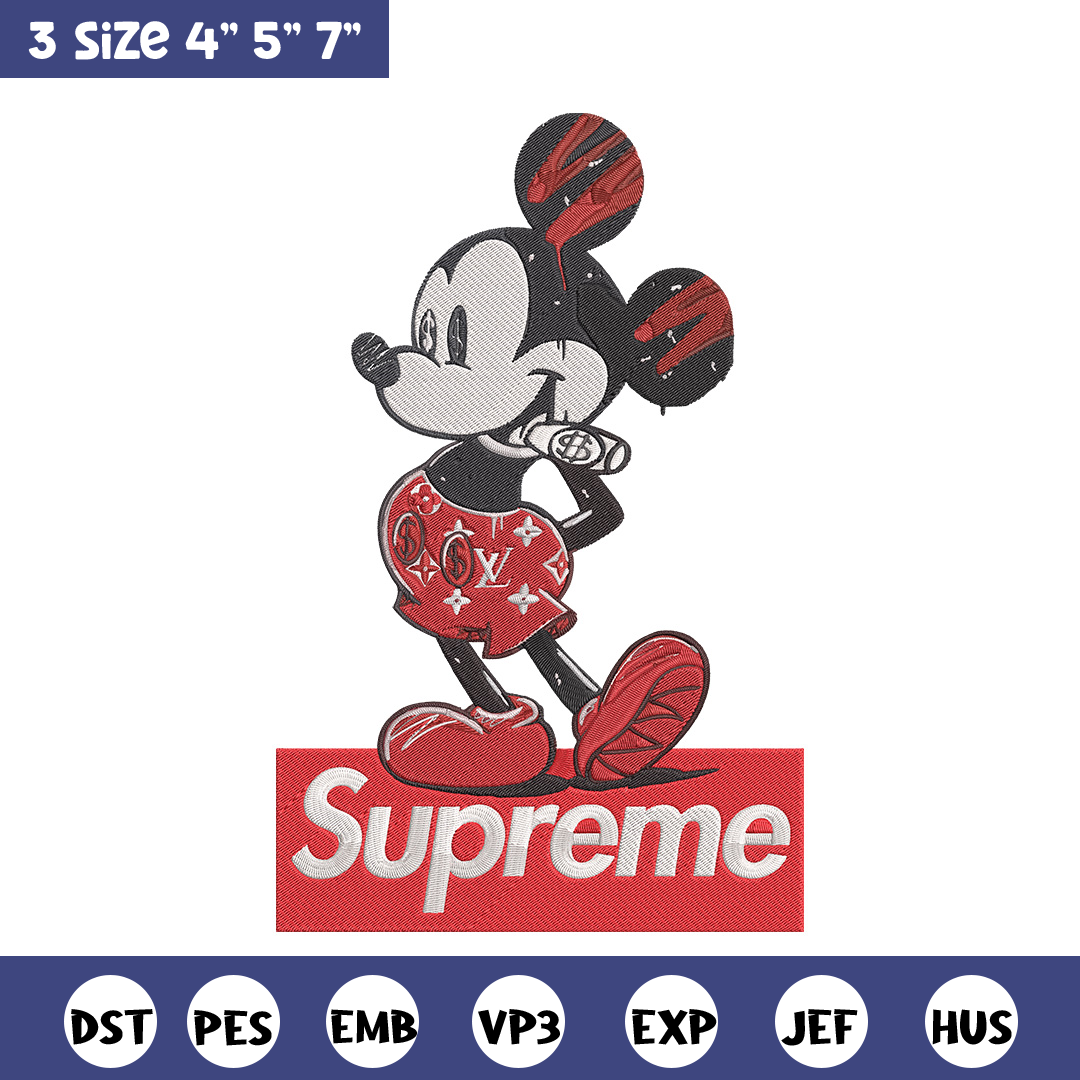 Supreme mickey Embroidery Design, Mickey Embroidery, Embroid | Inspire ...
