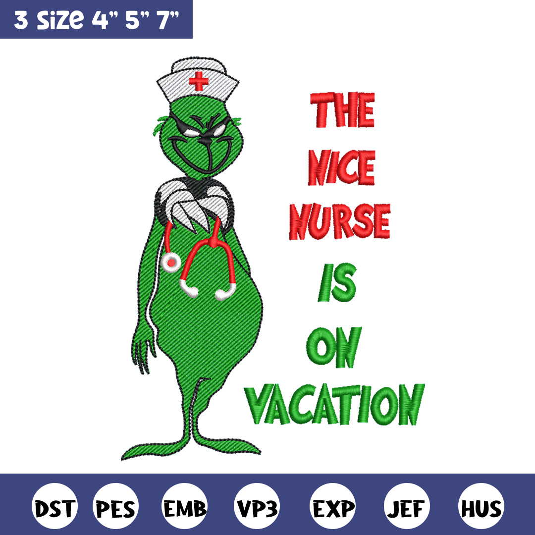 The nice nurse embroidery design,Grinch embroidery,Chrismas | Inspire ...