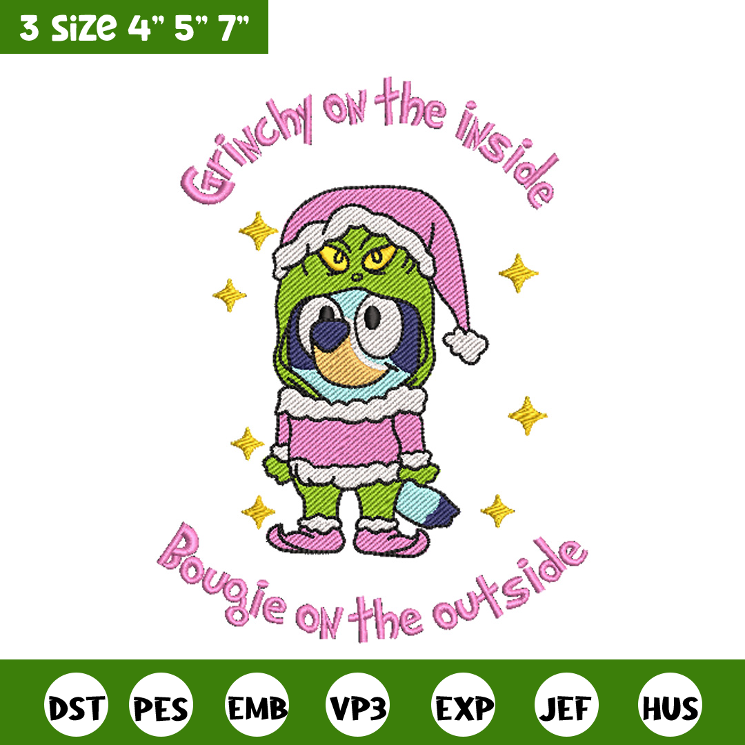 Bluey grinchy embroidery design, Bluey embroidery, Chrismas - Inspire ...