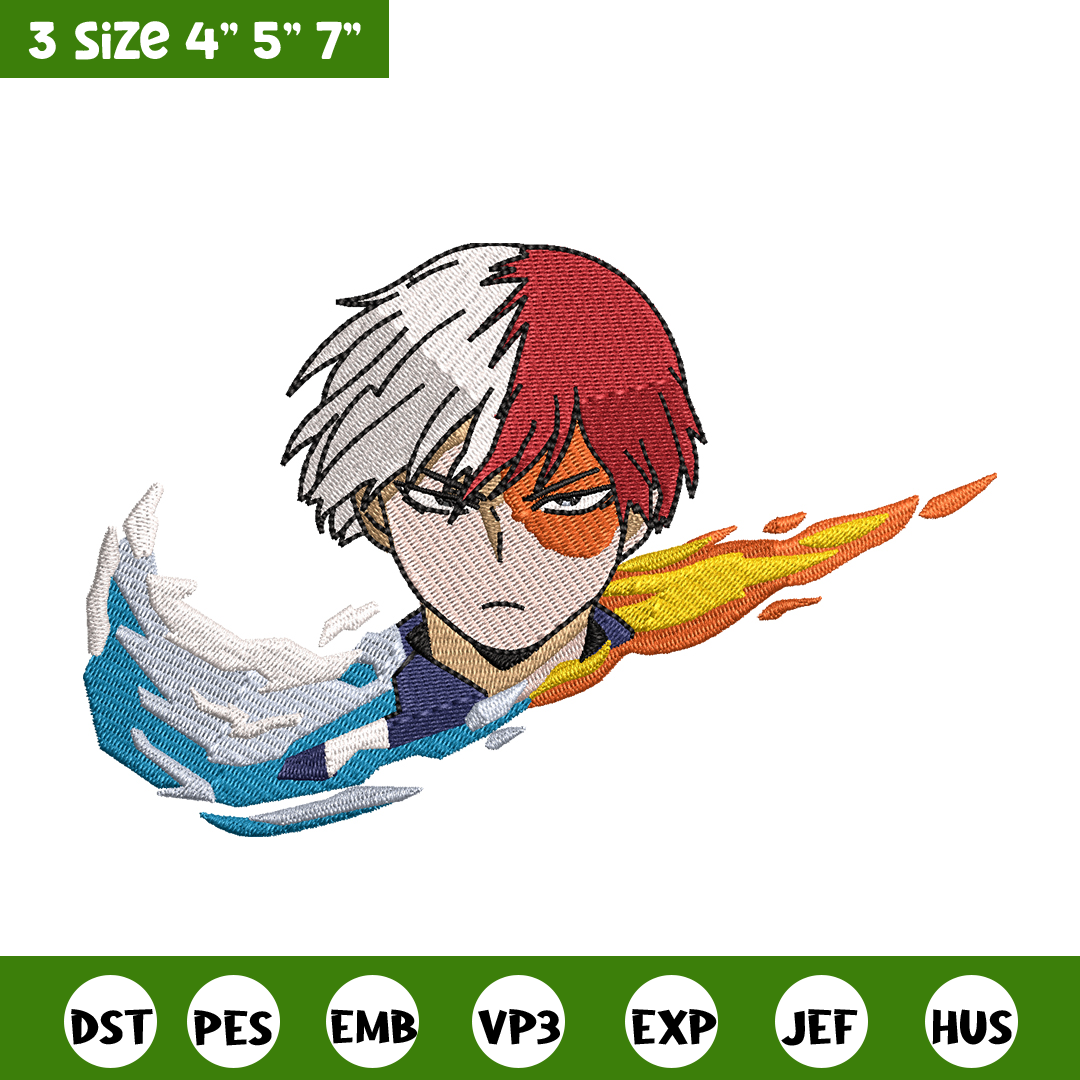Nike x Todoroki embroidery design, My hero academia embroide - Inspire ...