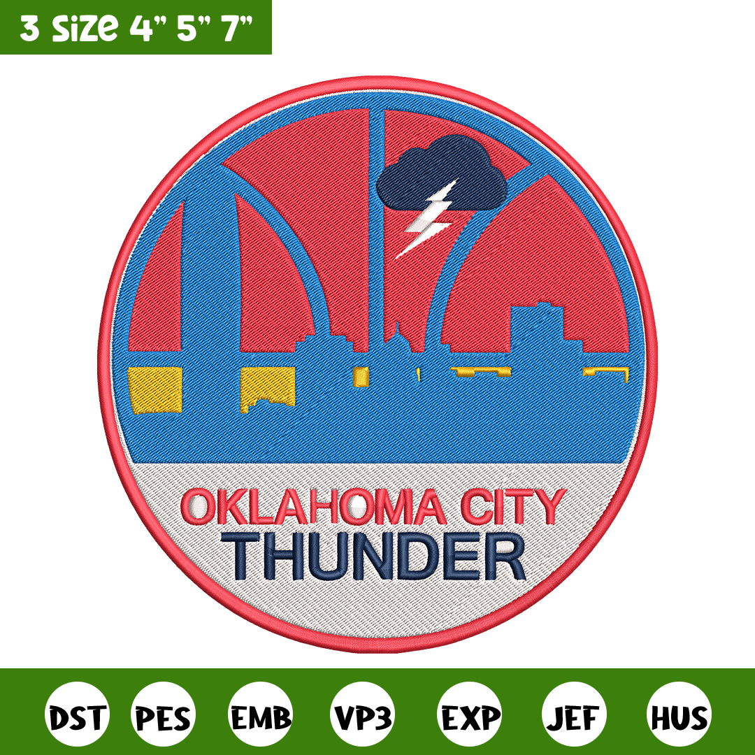 Oklahoma City Thunder logo embroidery design,NBA embroidery, - Inspire ...