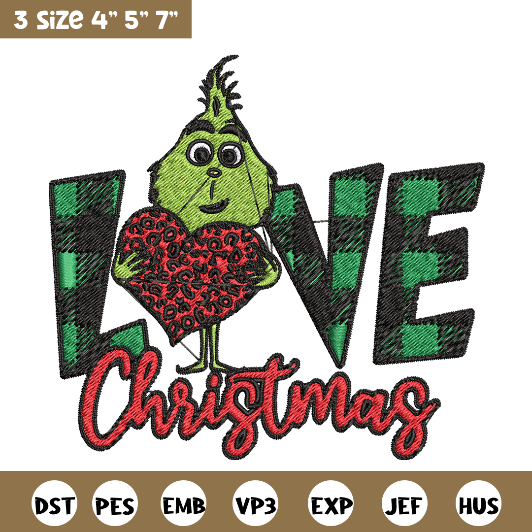 Grinch Love Christmas Embroidery design, Grinch christmas Em | Inspire ...