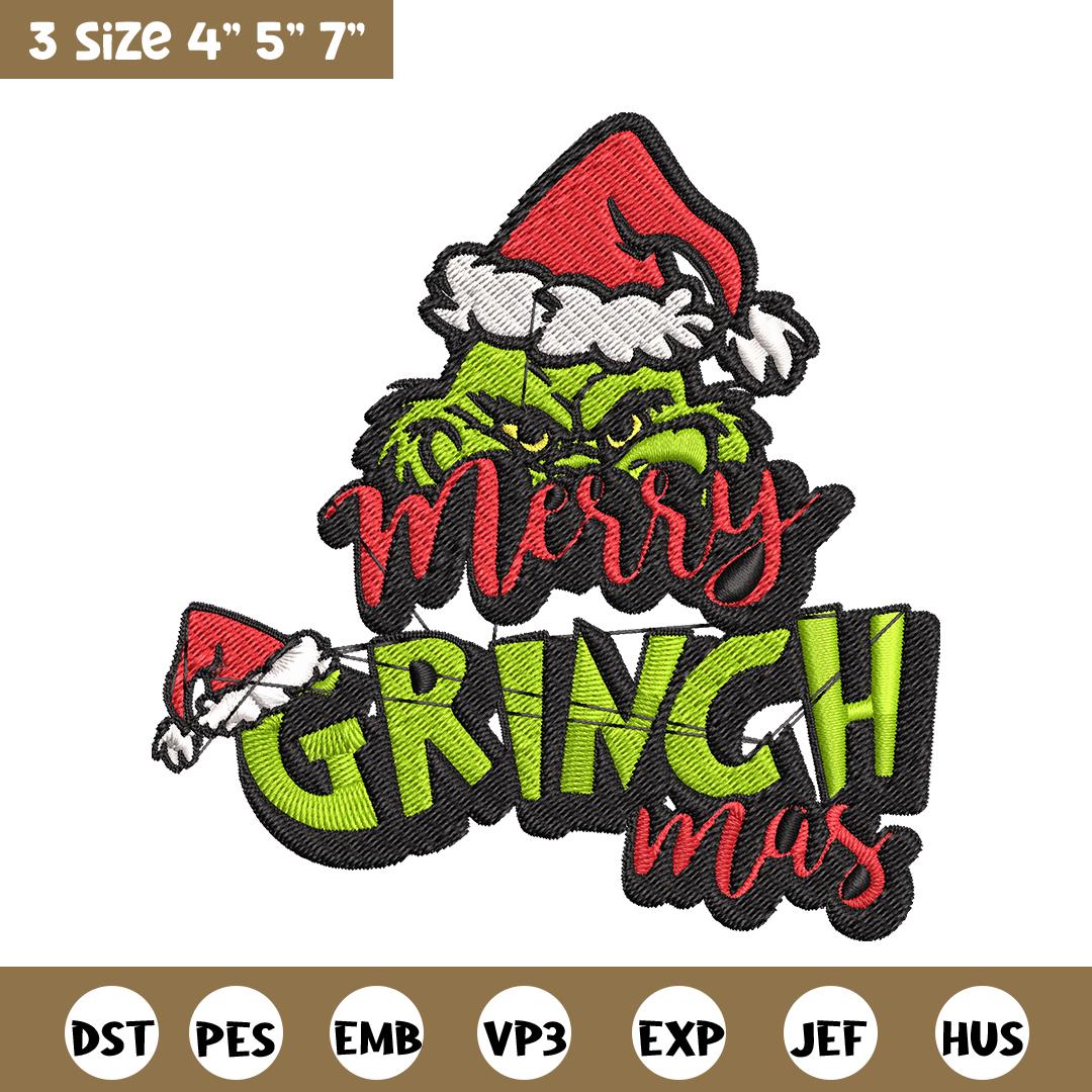 Merry Christmas Grinch Embroidery design, Grinch Christmas E | Inspire ...
