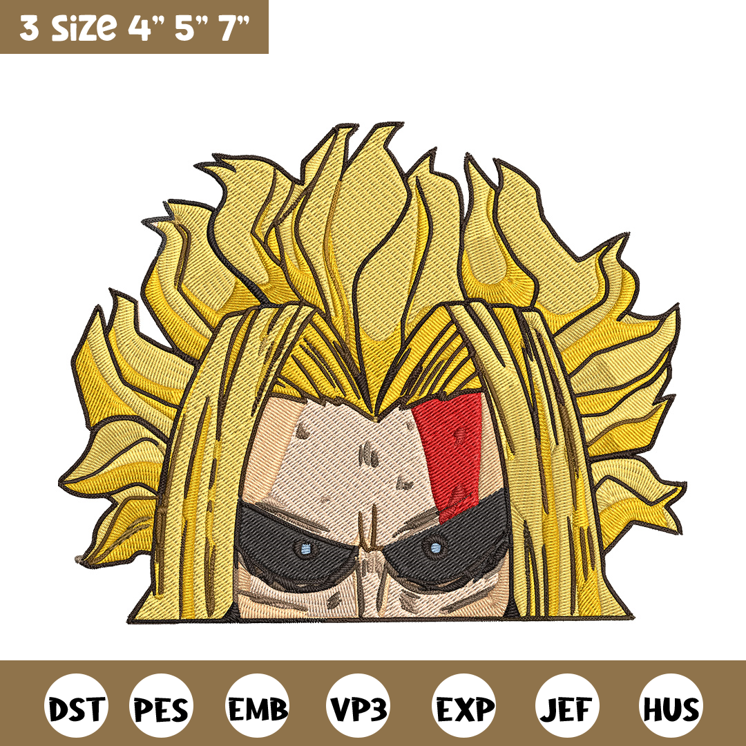 All Might Peeker Embroidery Design, Mha Embroidery, Embroide | Inspire ...