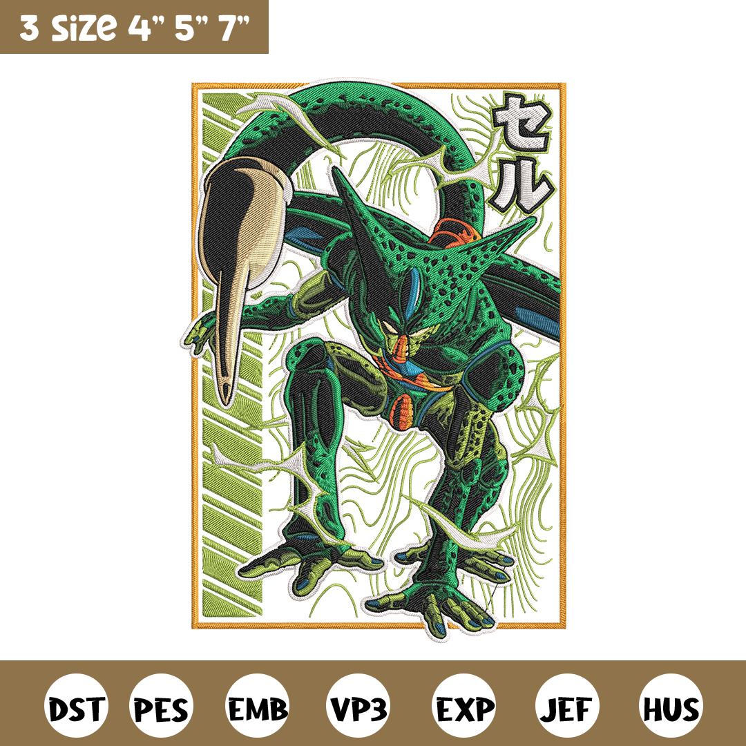 Cell poster Embroidery Design, Dragonball Embroidery, Embroi | Inspire ...