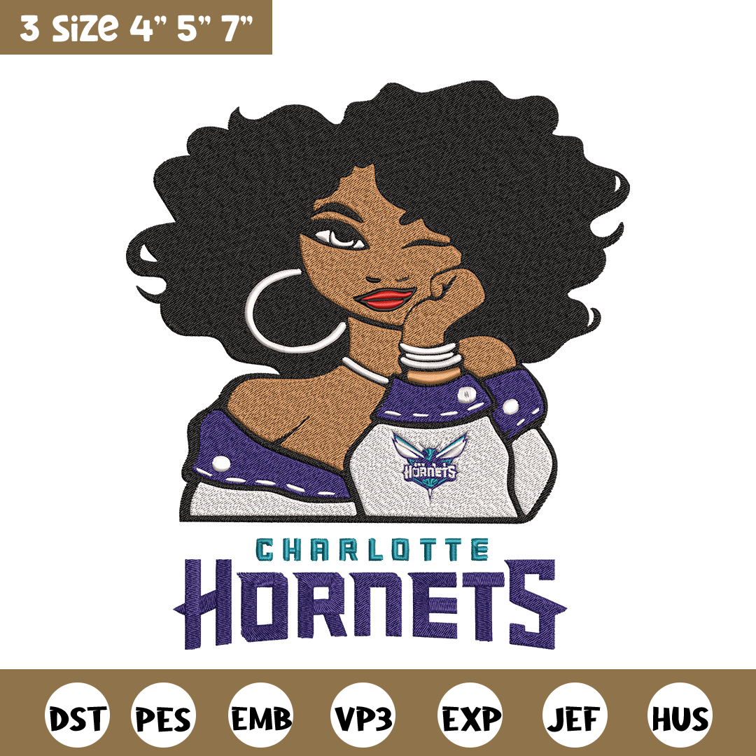 Charlotte Hornets girl embroidery design, NBA embroidery, Sp | Inspire ...