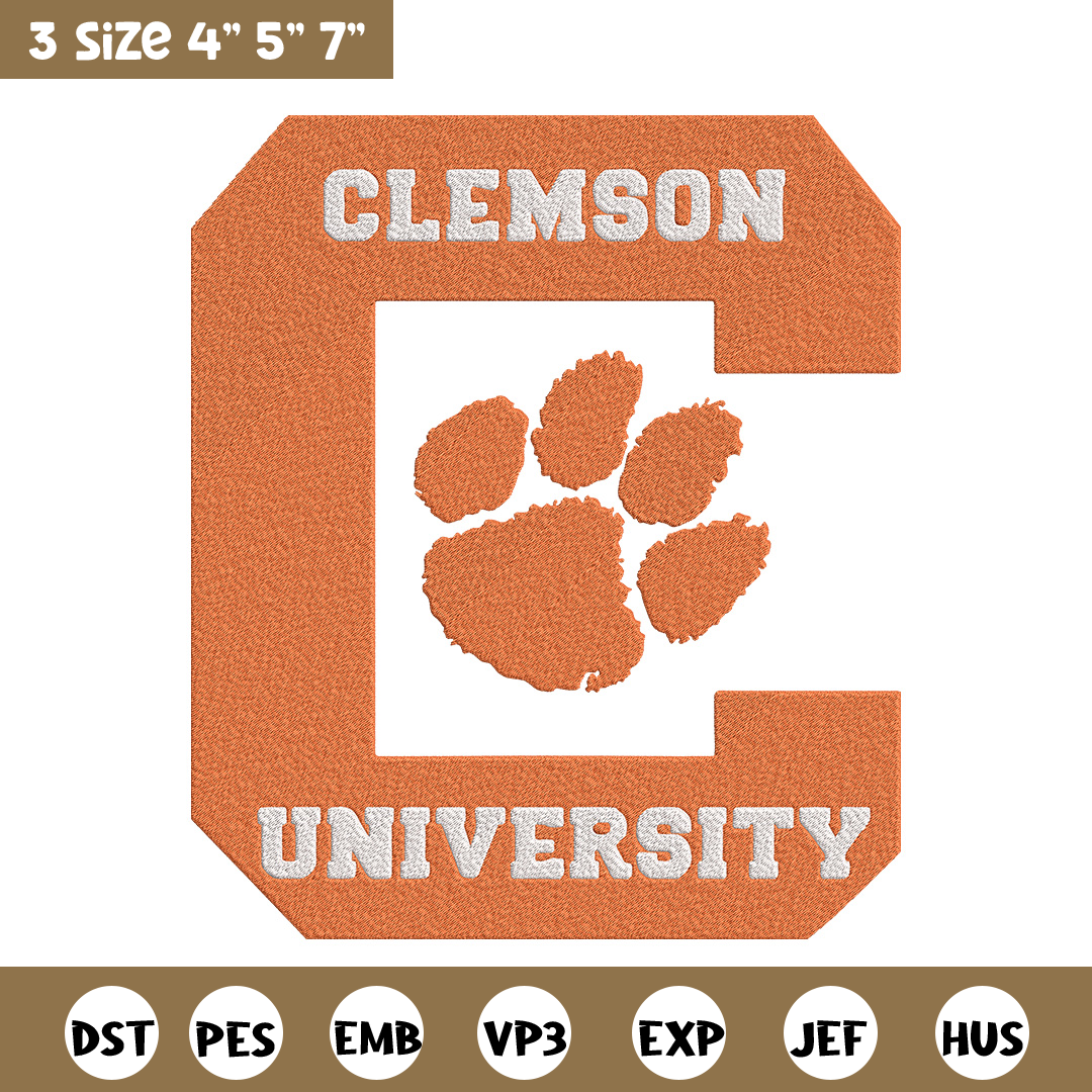 Clemson University logo embroidery design,NCAA embroidery,Sp | Inspire ...