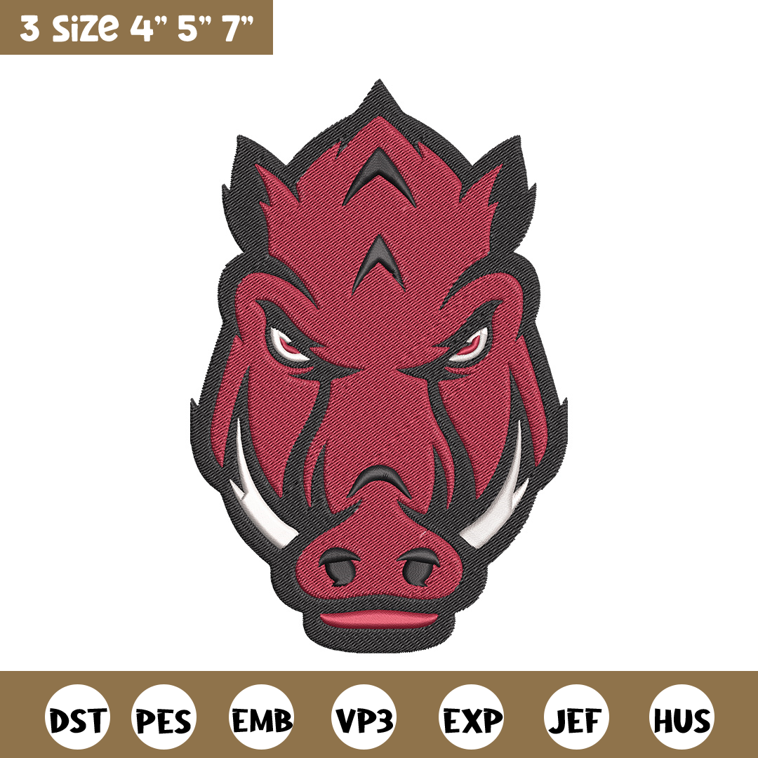 Razorback Head embroidery design, NCAA embroidery, Sport emb | Inspire ...