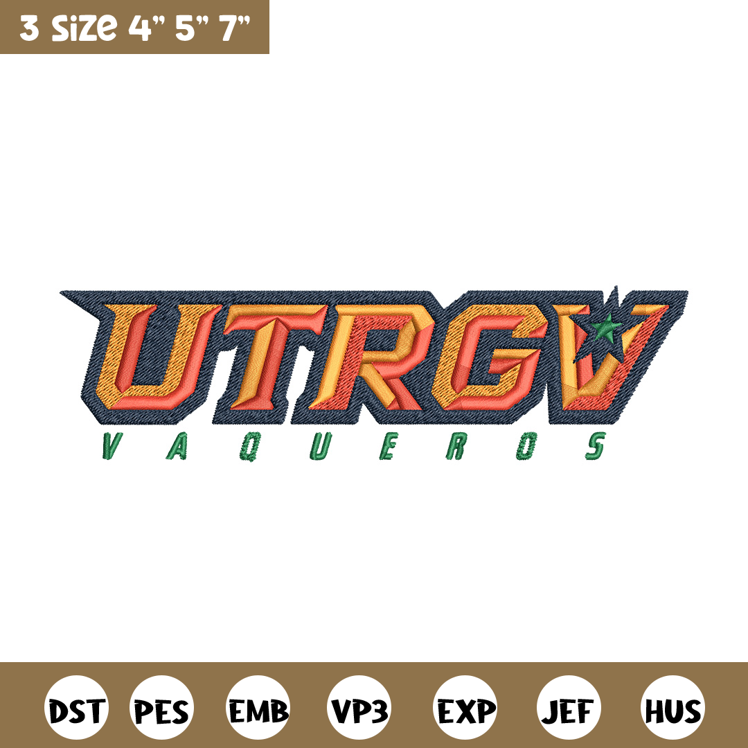 UTRGV logo embroidery design, NCAA embroidery, Sport embroid | Inspire ...