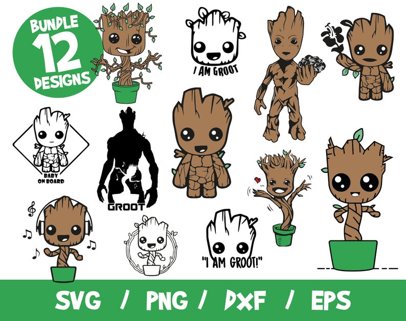 Groot svg bundle vectors marvel cricut cut file vinyl clipar | Inspire ...