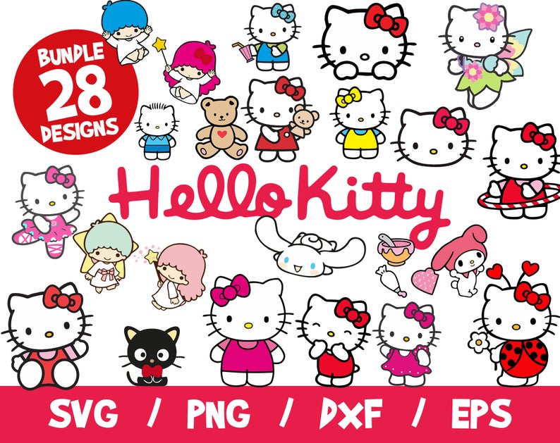 Hello kitty svg cricut silhouette cut file clipart dxf png i - Inspire ...