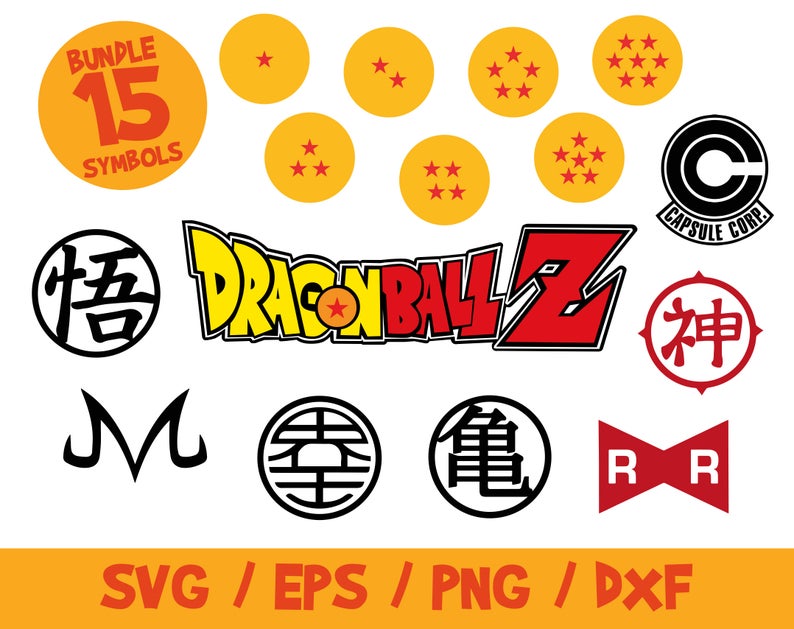 Dragon ball symbols svg vector bundle cricut silhouette kaio - Inspire ...