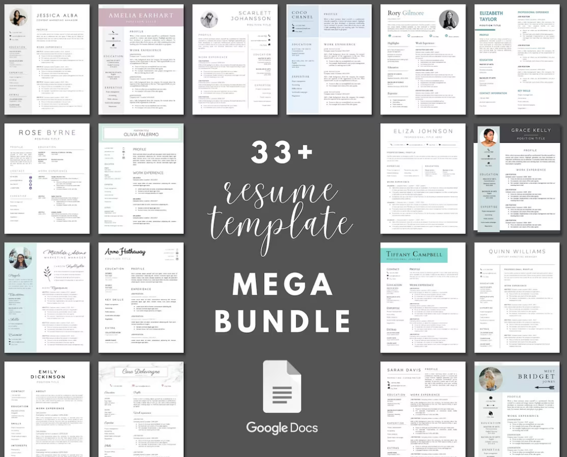 33 Resume Template Mega Bundle | Google Docs | CV template p | Inspire ...