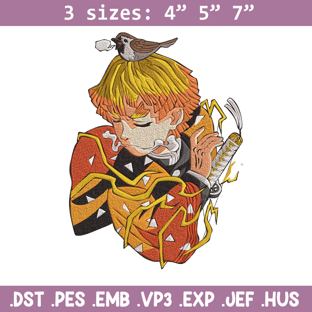 Zenitsu Agatsuma Embroidery Design,Demon slayer Embroidery, | Inspire ...