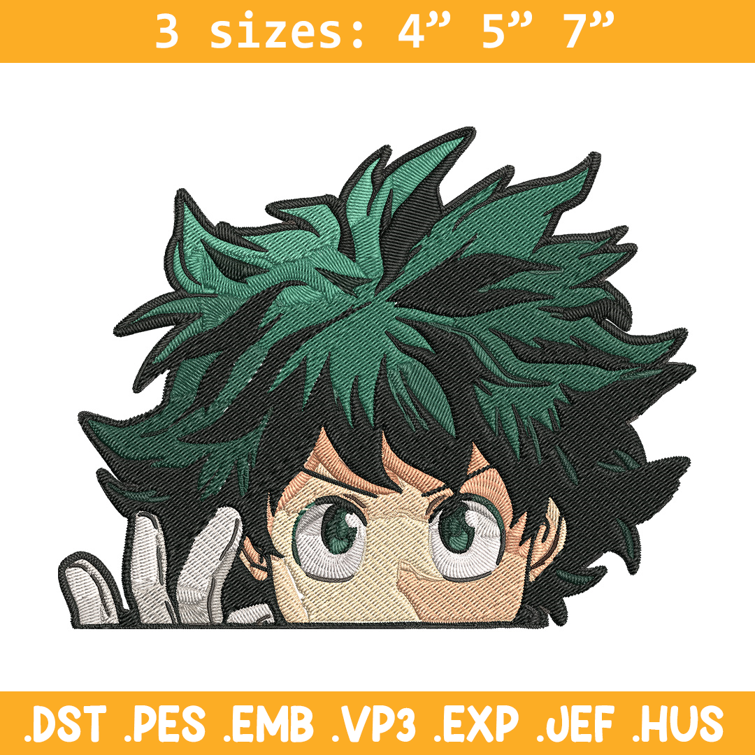 Deku Peek Embroidery Design, Mha Embroidery, Embroidery File | Inspire ...