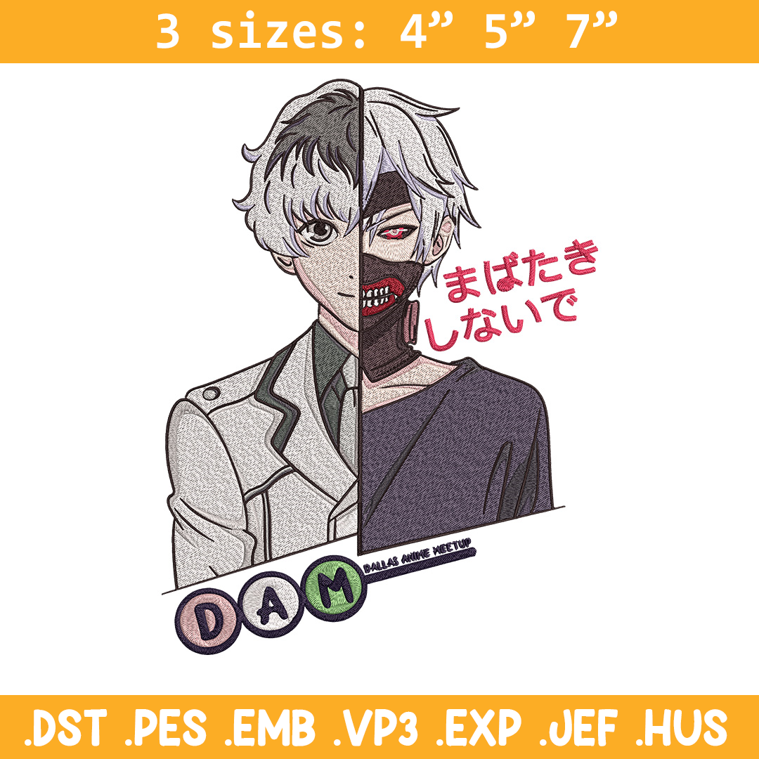 Ken kaneki Embroidery Design, Tokyo Ghoul Embroidery, Embroi | Inspire ...