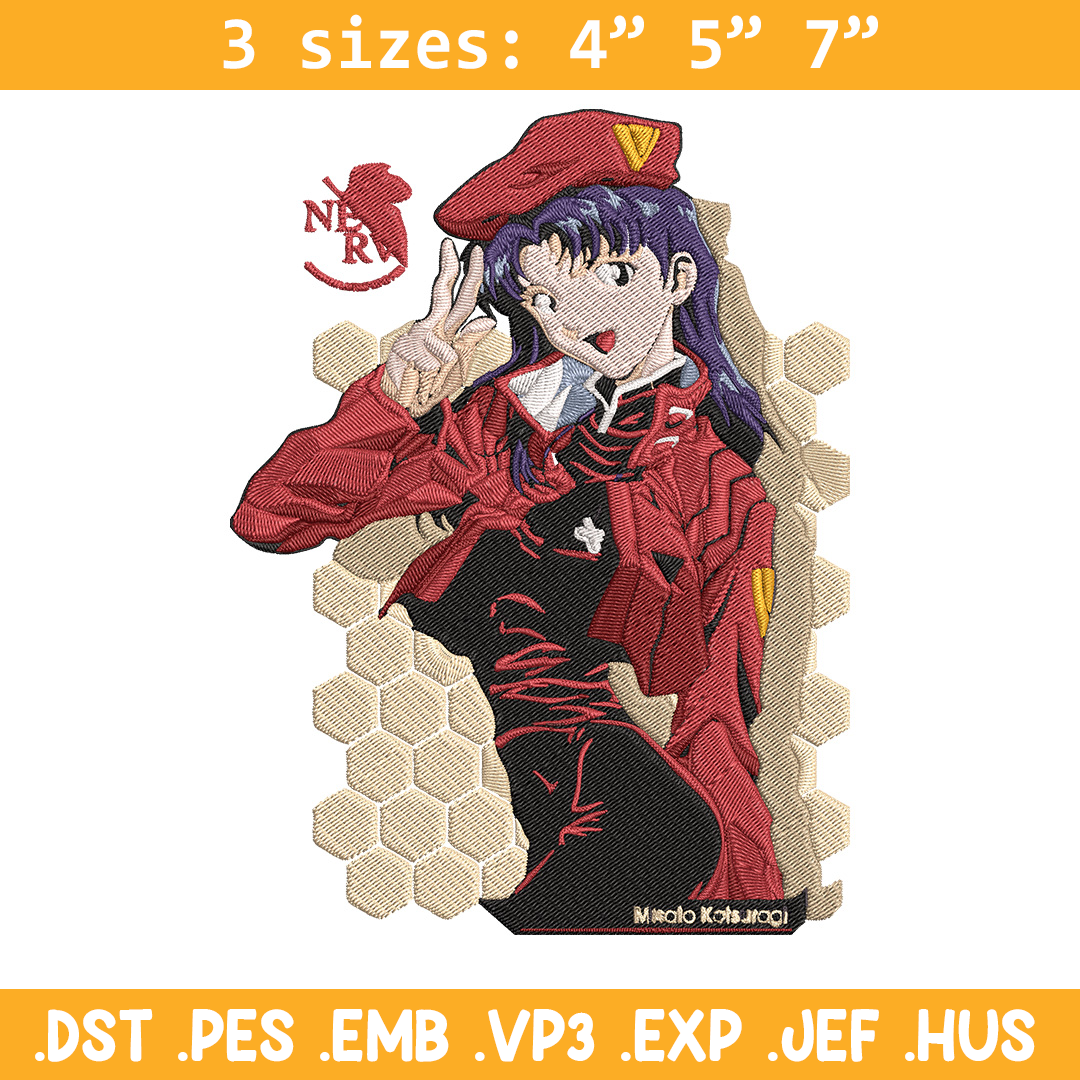 Misato Katsuragi Embroidery Design, Evangelion Embroidery, E | Inspire ...