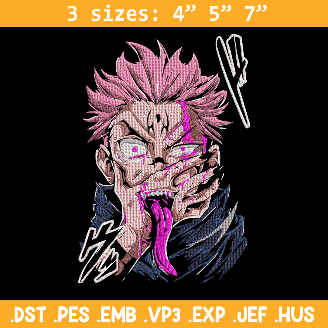 Ryomen Sukuna Embroidery Design, Jujutsu Embroidery, Embroid | Inspire ...