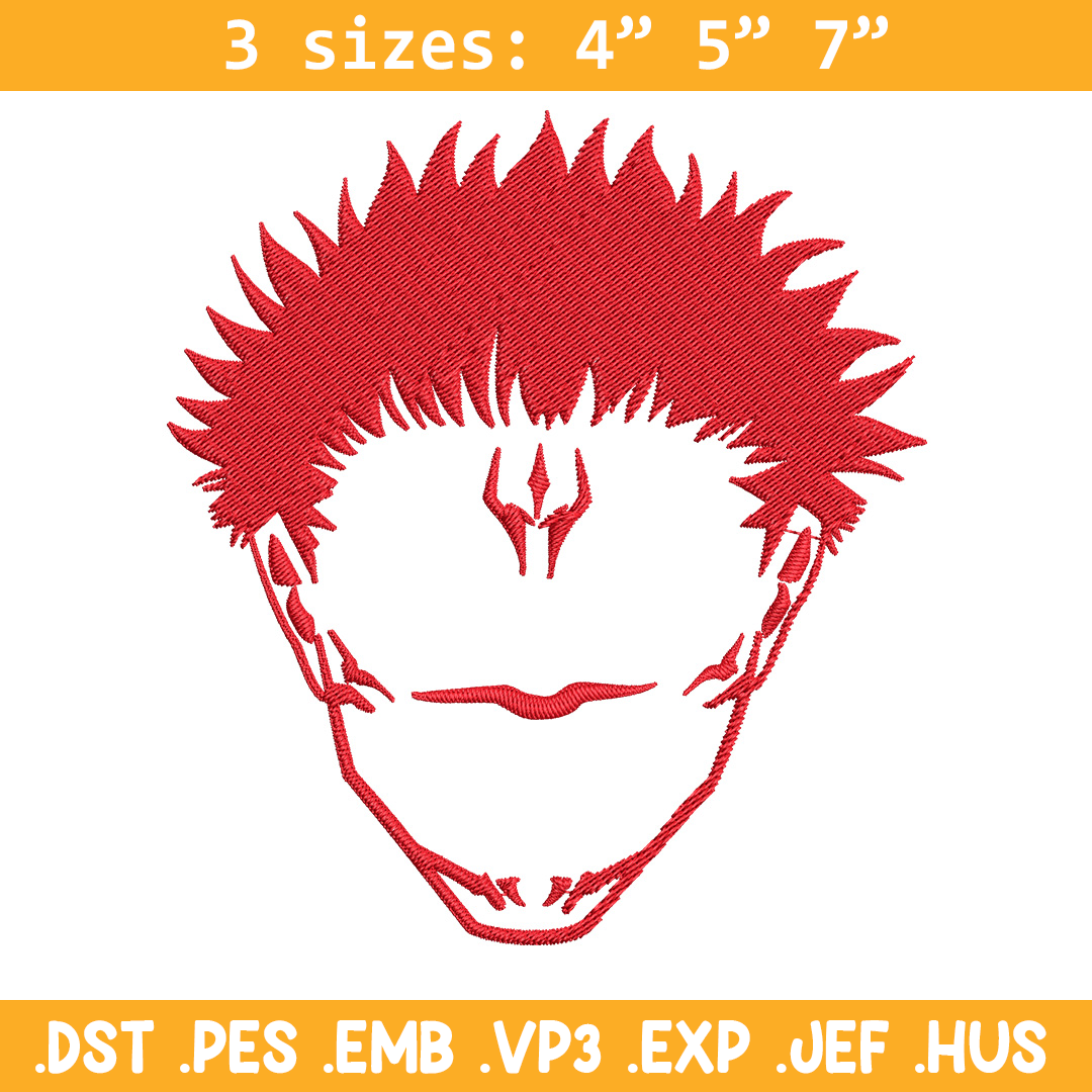 Sukuna face Embroidery Design, Jujutsu Embroidery, Embroider | Inspire ...
