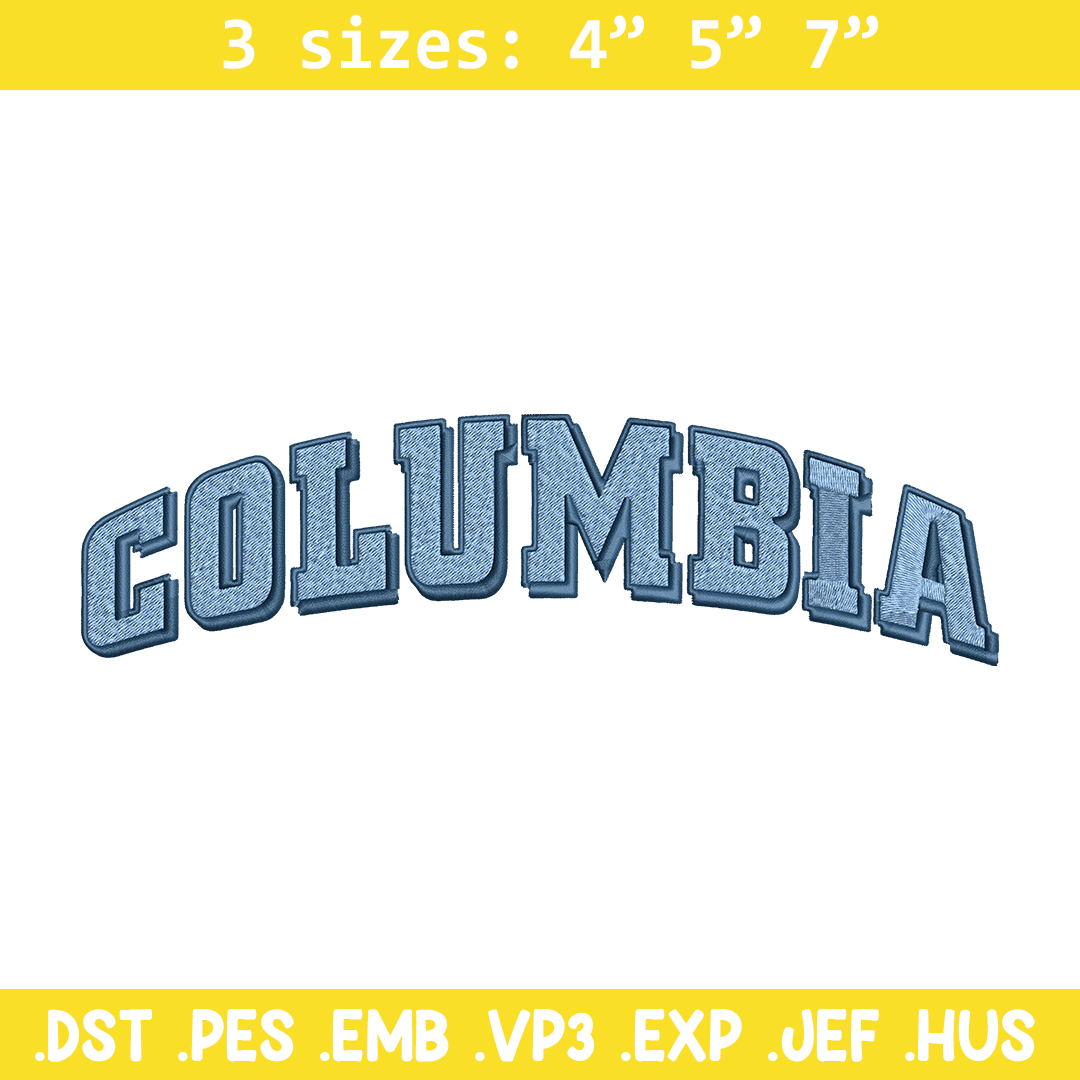 Columbia University logo embroidery design, NCAA embroidery, | Inspire ...