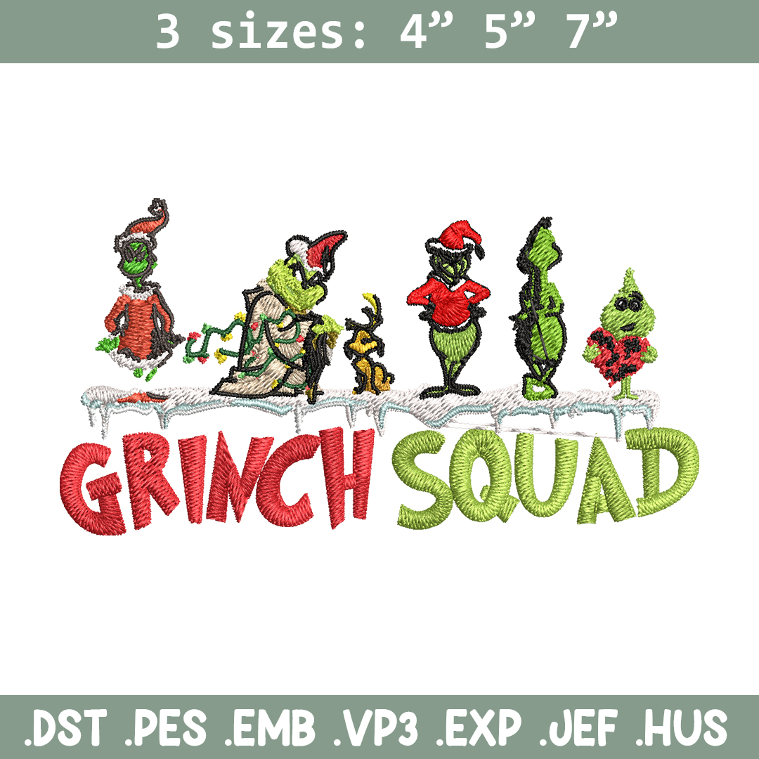 Grinch squad christmas Embroidery design, Grinch Christmas E | Inspire ...