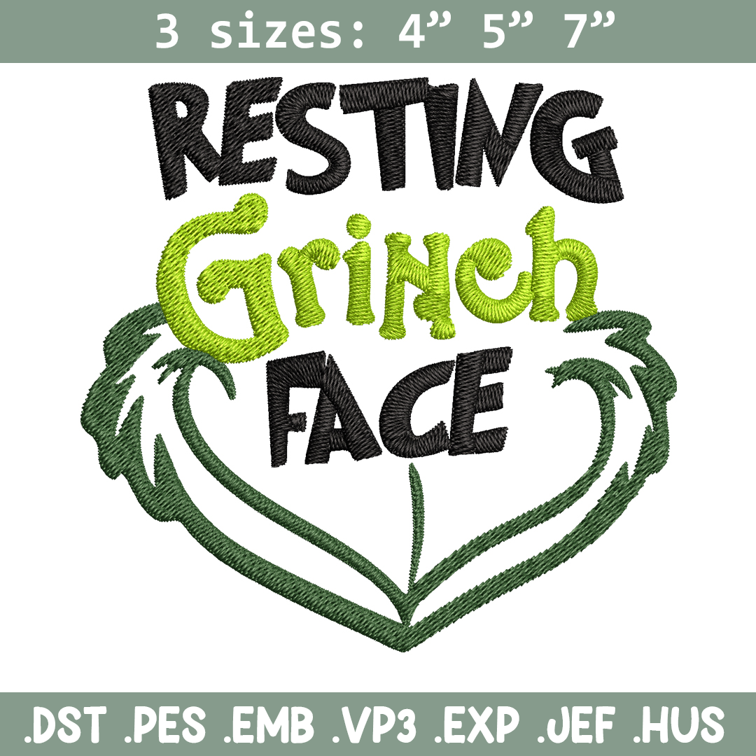 Resting Grinch Face Embroidery design, Grinch christmas Embr | Inspire ...