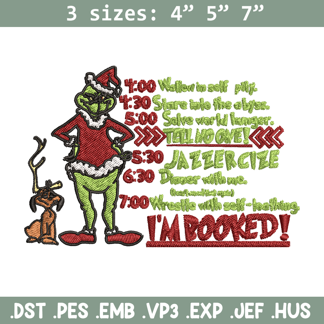 The Grinch Embroidery design, Grinch christmas Embroidery, G - Inspire ...