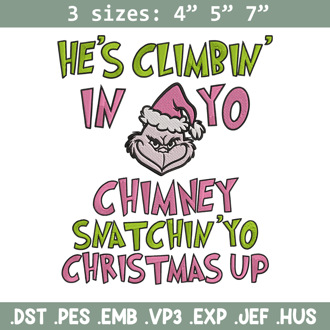 Chrismas up Embroidery Design, Grinch Embroidery, Embroidery | Inspire ...