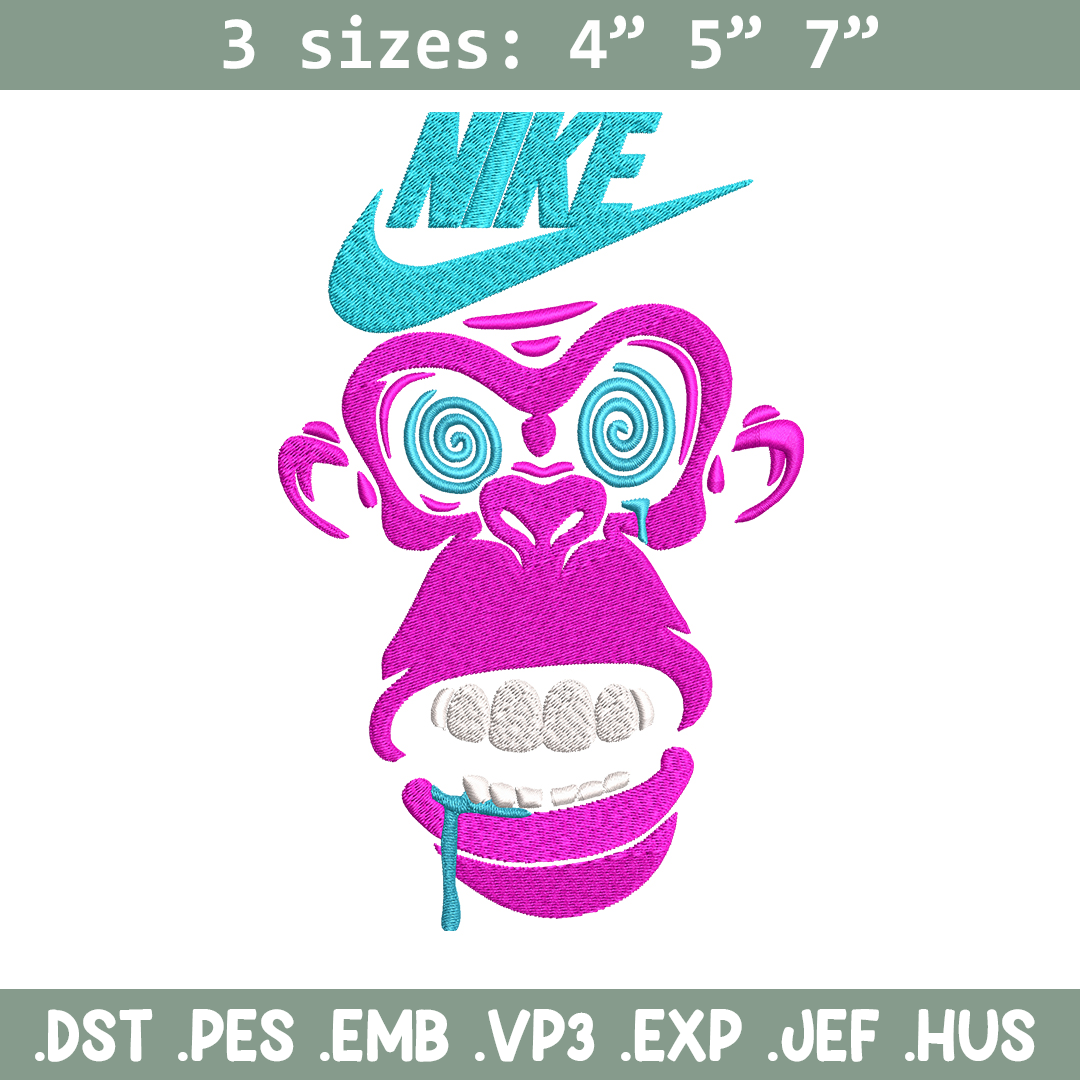 Monkey Nike Embroidery design, Monkey Embroidery, Nike desig | Inspire ...