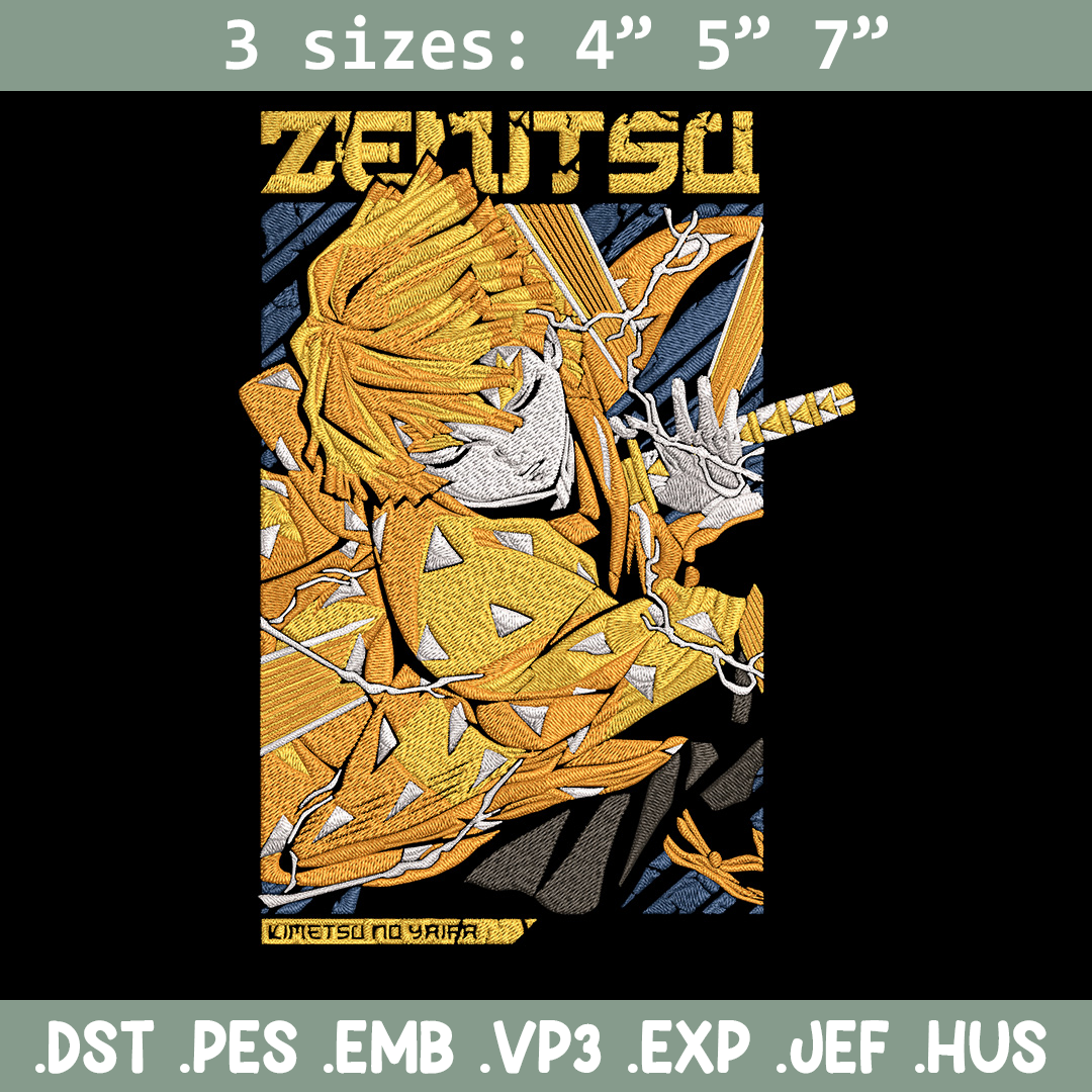 Zenitsu poster Embroidery Design, Demon slayer Embroidery, E | Inspire ...