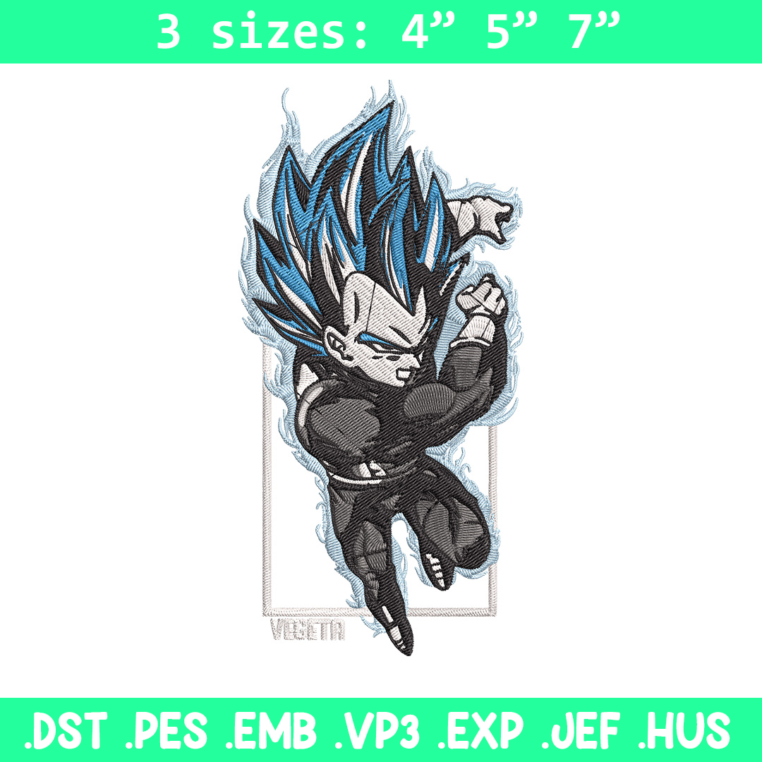 Vegeta poster Embroidery Design, Dragonball Embroidery, Embr - Inspire ...