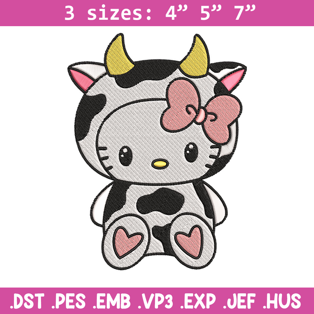 Cow Hello Kitty Embroidery Design, Hello Kitty Embroidery, E | Inspire ...