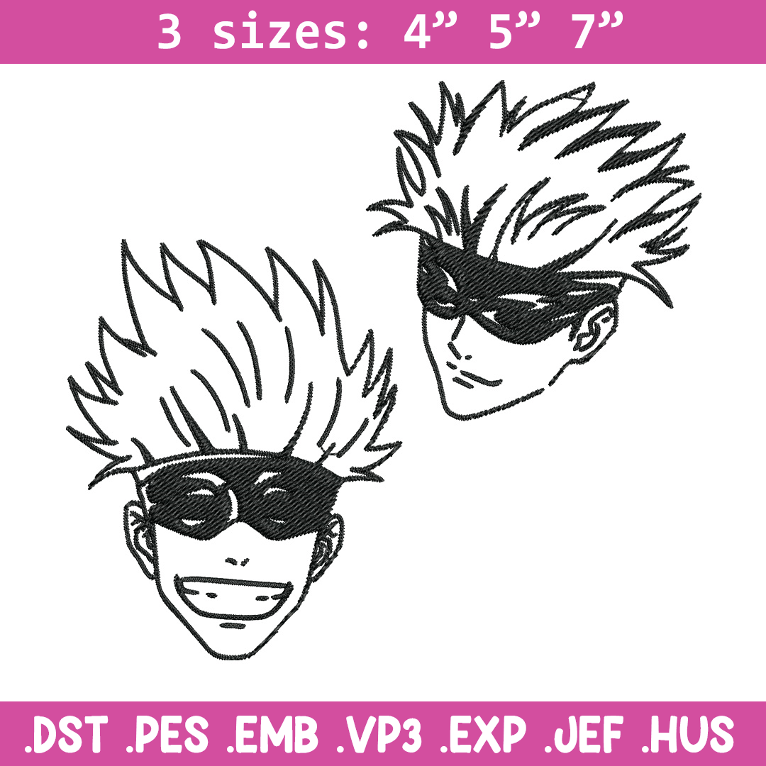 Gojo face Embroidery Design, Jujutsu Embroidery, Embroidery | Inspire ...