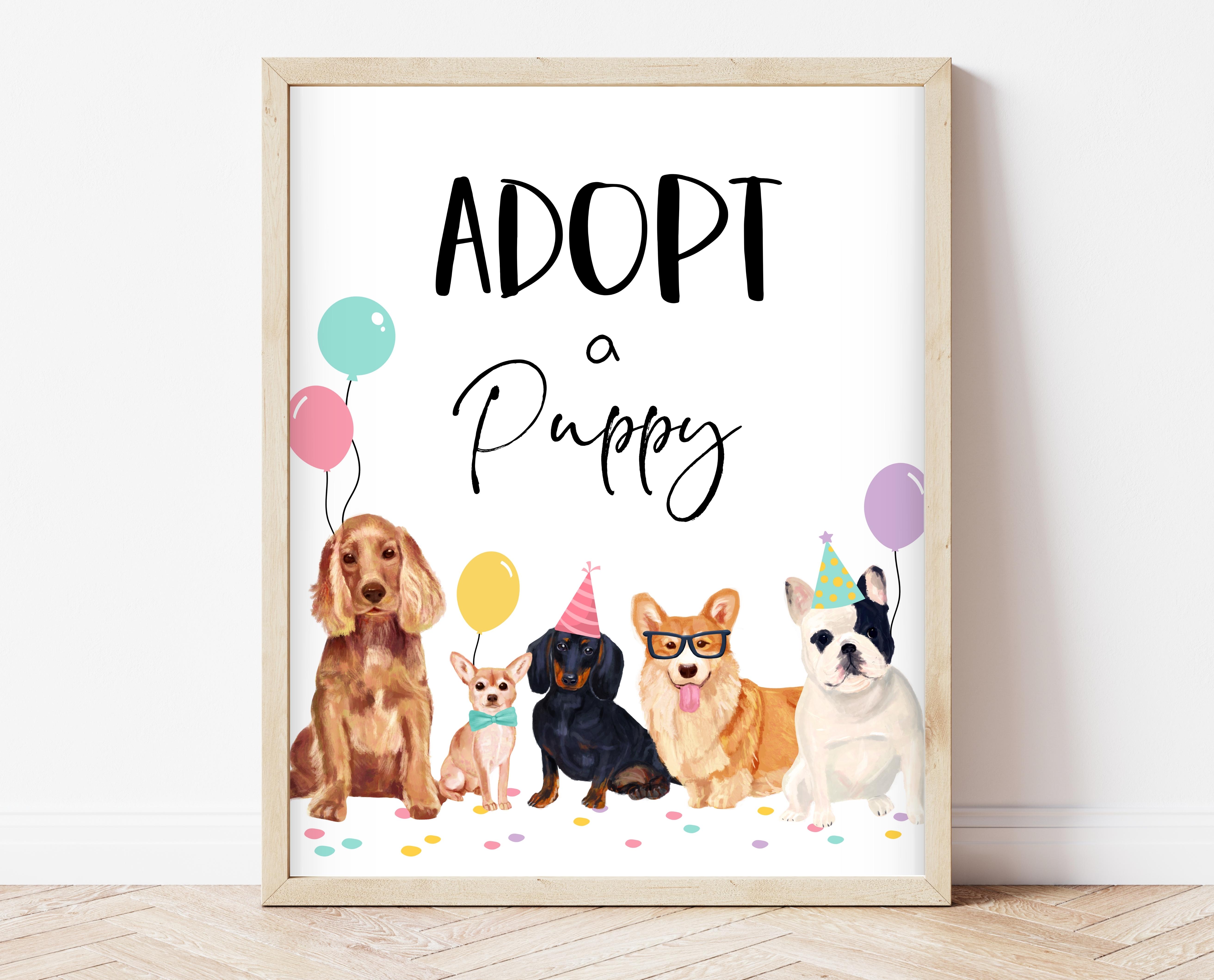 Editable Adopt A Puppy Birthday Printable Sign, Adopt A Pupp - Inspire ...